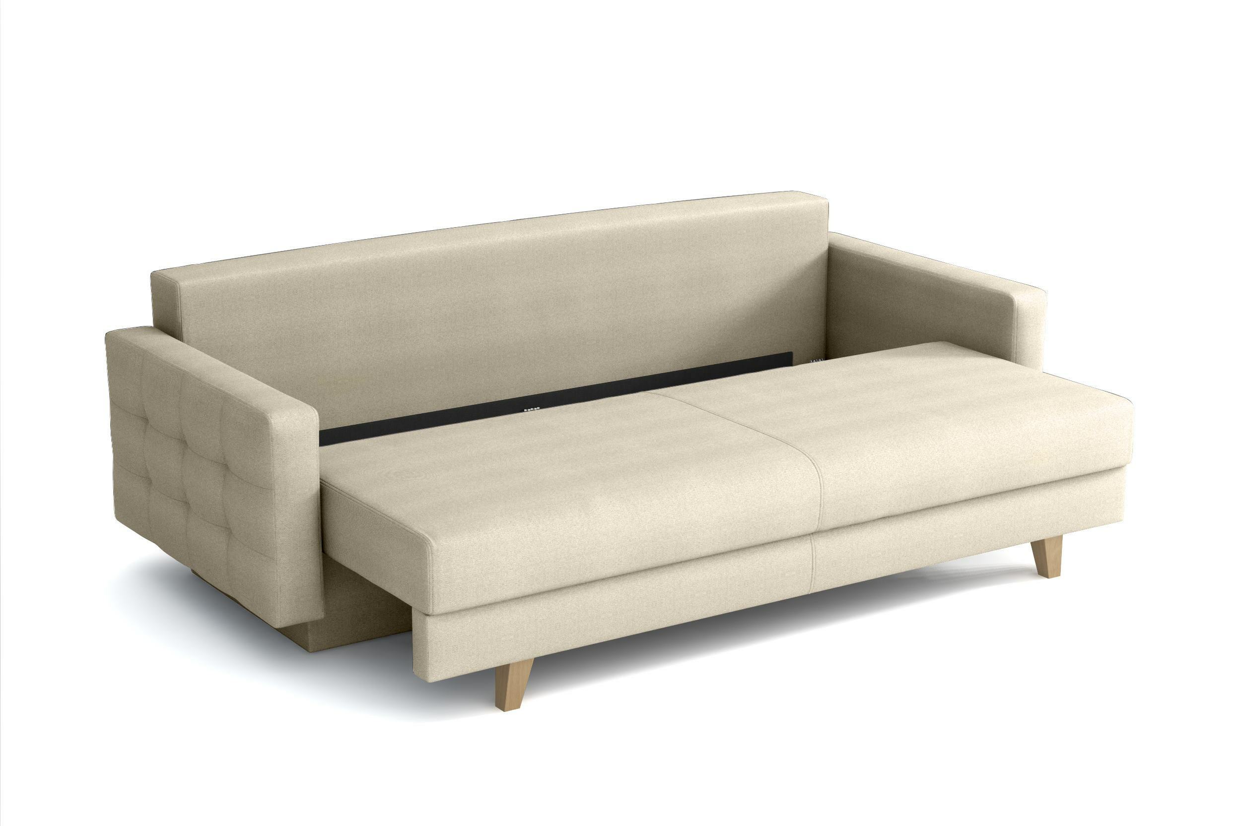 Canapé 3 places Verat avec conteneur, velours beige, hydrophobe - Selsey